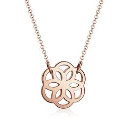 Elli Kette mit Anhänger »Blume Floral Blüte 925 Silber« Rosegold 45 Romantische Halskette für Frauen