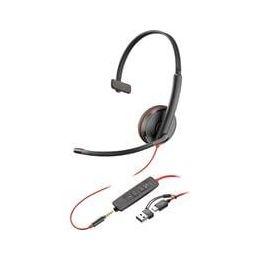 HP Poly Blackwire 3215 Monaural USB-C-Headset + 3,5 mm-Stecker + USB-C/A-Adapter schwarz