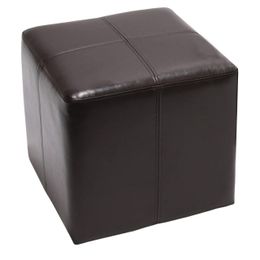 Sitzwürfel Hocker Sitzhocker Onex, Leder + Kunstleder, 36x36x36cm FSC®-zertifiziert ~ braun