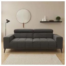 2-Sitzer DOMO collection "Trento", grau (dunkelgrau), B:238cm H:79cm T:104cm, 92% Polyester, 8% Nylon, Sofas, wahlweise mit Kopfteilverstellung und in zwei Größen erhältlich