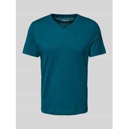 s.Oliver RED LABEL Regular Fit T-Shirt aus reiner Baumwolle mit V-Ausschnitt