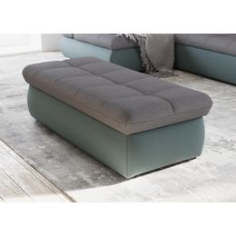 Polsterhocker DOMO collection "Moric", bunt (eisblau, grau), B:136cm H:43cm T:64cm, 100% Polyester, Hocker, Polsterhocker, inklusive Stauraum