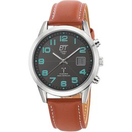 Funkuhr ETT "Basic, EGS-11499-22L", braun, Armbanduhren, Herren, Armbanduhr, Herrenuhr, Datum, Solar