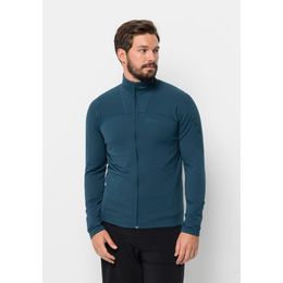 Funktionsjacke Jack Wolfskin "PRELIGHT FZ M", Herren, Gr. XXL (58), blau (schwarz, sea), 1. OBERSTOFF 95% POLYESTER, 5% ELASTHAN 2. OBERSTOFF 84% POLYAMID, 16% ELASTHAN, Jacken