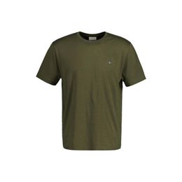 T-Shirt Gant "T-Shirt Reg Shield 1er Pack" Gr. L, grün, Herren, Obermaterial: 100% Baumwolle CO., Shirts