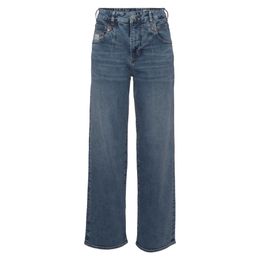 Straight-Jeans Herrlicher "Brooke Straight Recycled", Damen, Gr. 30, Länge 32, blau (harborblu), Denim/Jeans, Obermaterial: 98% Baumwolle, 2% Elasthan, casual, Jeans