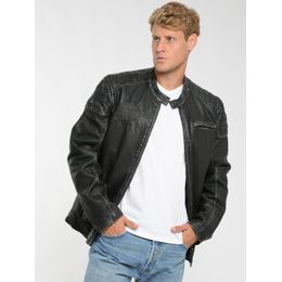 Bikerjacke Mustang "31021522", Herren, Gr. L, schwarz (schwarz, anthra), Obermaterial: 100% Lammleder; Innenfutter: 100% Baumwolle; &Auml;rmelfutter: 100% Polyester; Wattierung: 100% Polyester, ohne B&uuml;ndchen, Jacken