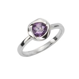 Fingerring Vivance "925-/ Sterling Silber Amethyst" Gr. 19, wei&szlig;, Fingerringe, Damen, 060 (19,1), Silber 925 (Sterlingsilber), Fingerring