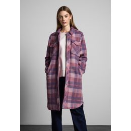 Kurzjacke Street One, Damen, Gr. 38, rosa (sweet rose), Stoff, 100% Polyester, Jacquardmuster, casual, normal hüftbedeckend, V-Ausschnitt, Langarm Bündchen, Jacken, mit Karomuster