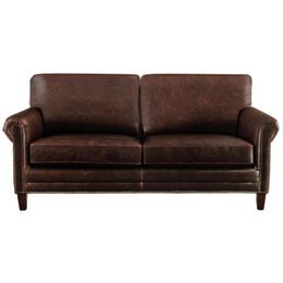 Vente-unique - Ledersofa Vintage 2-Sitzer - Braun - cassandra