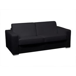 Vente-unique - Schlafsofa mit Matratze 3-Sitzer - 100% Büffelleder - Matratze 14 cm - Schwarz - delectea ii