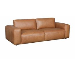 Vente-unique - Sofa 3-Sitzer - Leder - Braun - lavane