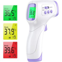 Stirnthermometer für Erwachsene, Infrarot-Thermometer mit Fieberalarm, 2-in-1, berührungsloses Stirnthermometer mit Speicherfunktion, LCD-Display,