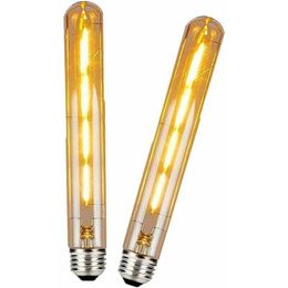 Jalleria - 2 Packungen T30 E27 lange Röhren-LED-Glühbirne, Edison Retro Vintage dekorative Röhrenlampen 4 w (ersetzt 40 w Schraub-Halogenbirne), T30