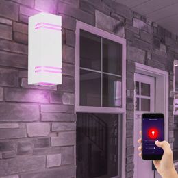 V-TAC Smart Außenwandlampe dimmbar Haustürleuchte Up Down Wandleuchte weiß, App Steuerung CCT, RGB LED 2x 4,5W 290lm, BxH 8,7 x 8,5 cm