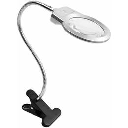 Pro Flexible freihändige Glas-Schreibtischlampe, beleuchtete Lupe, LED-beleuchtete Lupe mit Klemme zum Lesen von Diamantmalerei, Kreuzstich