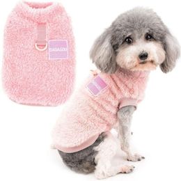 Fleece-Pullover für kleine Hunde, Winter, warm, weich, flauschig, mit D-Ring für Geschirr und Leine, Welpen-Hunde-/Katzenjacke, Kleidung für