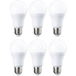 Set mit 6 LED-Lampen mit E27-Schraubsockel, 10 w (entspricht 75 w), warmweiß, nicht dimmbar, Intensität