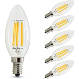 E14-Kerzenlampe mit dimmbarer Flamme, 4 W Glühlampe, entspricht 40 W, warmweiß (2700 K), 400 lm, 6er-Pack [Energieklasse A+], AAFGVC