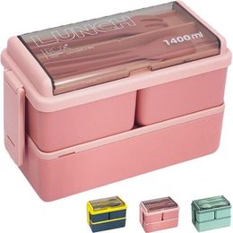 Ugreat - Lunchbox - Bento-Box 1400 ml - Für Erwachsene und Kinder - Lunchbox mit Fächern und Besteck - Kunststoff - Mikrowellengeeignet