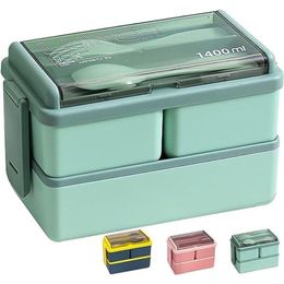 Ugreat - Lunchbox – Bento-Box 1400 ml – für Erwachsene und Kinder – Lunchbox mit Fächern und Besteck – Kunststoff – mikrowellengeeignet –