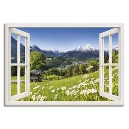 Wandbild Artland "Fensterblick Bayerischen Alpen", weiß, B:130cm H:90cm, Canvas, Leinwand, Bilder, als Alubild, Leinwandbild, Wandaufkleber oder Poster in versch. Größen