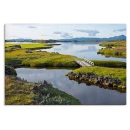 Leinwandbild Artland "Myvatn", grün, B:120cm H:80cm, Canvas, Leinwand, Bilder, auf Keilrahmen gespannt