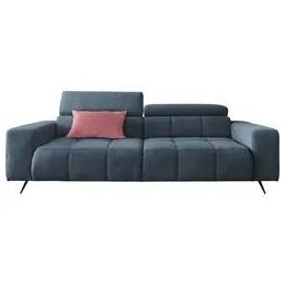 2-Sitzer DOMO collection "Trento", blau (dunkelblau), B:238cm H:79cm T:104cm, 100% Polyester, Sofas, wahlweise mit Kopfteilverstellung und in zwei Größen erhältlich