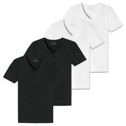 Mendler T-Shirt SCHIESSER "T-Shirt 2PACK T-shirt 4er Pack", Herren, Gr. L, schwarz (schwarz, weiß), Obermaterial: 95% Baumwolle CO. 5% Elasthan EL., Shirts