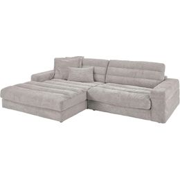 Ecksofa 3C CANDY "Stripes Mega-Sofa, bequem und komfortabel, L-Form", grau, B:296cm H:83cm T:205cm, 88% Polyester, 12% Polyacryl, Sofas, Ecksofa, Lose R&uuml;ckenkissen, mit feiner Quersteppung, Cord-Bezug