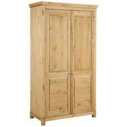 Kleiderschrank Home Affaire "Rauna, mit Lamellen und Kassetten, klassischer Landhausstil, rustikal", beige (natur geölt), B:113cm H:195cm T:60cm, Massivholz, Schränke, massive Kiefer, Metallgriffe, mehrere Varianten, zeitloses Design