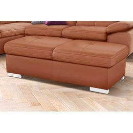 Hocker exxpo - SOFA FASHION "Spring Bankhocker, guter Sitzkomfort und tolle Verarbeitungsdetails", braun (cognac), B:140cm H:44cm T:67cm, NaturLEDER (echtes Rindsleder) in Sitz und Rücken. Korpus in passendem Kunstleder SOFTLUX bezogen, Luxus-Microfaser (100% Polyester), Struktur ( 100%Polyester), Hocker, Polsterhocker