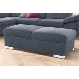 Hocker exxpo - SOFA FASHION "Spring Bankhocker, guter Sitzkomfort und tolle Verarbeitungsdetails", blau (night sky), B:140cm H:44cm T:67cm, NaturLEDER (echtes Rindsleder) in Sitz und Rücken. Korpus in passendem Kunstleder SOFTLUX bezogen, Luxus-Microfaser (100% Polyester), Struktur ( 100%Polyester), Hocker, Polsterhocker