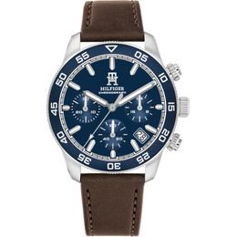 Chronograph Tommy Hilfiger "TH85 CHRONOGRAPH", braun, Armbanduhren, Herren, Quarzuhr, Armbanduhr, Herrenuhr, Lederarmband, analog, Tag