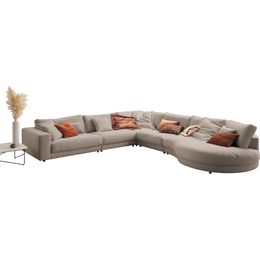 Ecksofa 3C CANDY "Enisa II, bequem und komfortabel, Mega Familiensofa, L-Form", grau (taupe), B:225cm H:86cm T:395cm, 85% Polyester, 15% Viskose, Sofas, Ecksofa, incl. 3 Flatterkissen, wahlweise mit Flecken-Schutz-Bezug Easy care