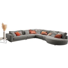 Ecksofa 3C CANDY "Enisa II, bequem und komfortabel, Mega Familiensofa, L-Form", grau (anthrazit), B:225cm H:86cm T:395cm, 100% Polyester, Sofas, Ecksofa, incl. 3 Flatterkissen, wahlweise mit Flecken-Schutz-Bezug Easy care