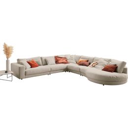 Ecksofa 3C CANDY "Enisa II, bequem und komfortabel, Mega Familiensofa, L-Form", grau (taupe), B:225cm H:86cm T:395cm, 100% Polyester, Sofas, Ecksofa, incl. 3 Flatterkissen, wahlweise mit Flecken-Schutz-Bezug Easy care