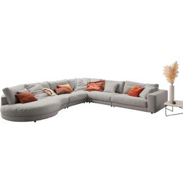 Ecksofa 3C CANDY "Enisa II, bequem und komfortabel, Mega Familiensofa, L-Form", grau (light, grau), B:395cm H:86cm T:225cm, 100% Polyester, Sofas, Ecksofa, incl. 3 Flatterkissen, wahlweise mit Flecken-Schutz-Bezug Easy care