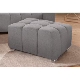 Hocker exxpo - SOFA FASHION "Elias hochwertig und elegant, mit tollem Sitzkomfort", weiß (silber), B:71cm H:42cm T:71cm, Struktur (100% Polyester), Webvelours (100% Polyester), Hocker, Polsterhocker