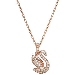 Kette mit Anhänger Swarovski "Swan Pave Schwan, 5647552, 5647555", rosa (roségoldfarben, kristallweiß), Halsketten, Damen, Metall, L: 43cm, mit Swarovski Kristall