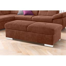 Hocker exxpo - SOFA FASHION "Spring Bankhocker, guter Sitzkomfort und tolle Verarbeitungsdetails", braun (cognac), B:140cm H:44cm T:67cm, NaturLEDER (echtes Rindsleder) in Sitz und Rücken. Korpus in passendem Kunstleder SOFTLUX bezogen, Luxus-Microfaser (100% Polyester), Struktur ( 100%Polyester), Hocker, Polsterhocker