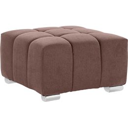 Hocker exxpo - SOFA FASHION "Elias hochwertig und elegant, mit tollem Sitzkomfort", braun (hellbraun), B:71cm H:42cm T:71cm, Struktur (100% Polyester), Webvelours (100% Polyester), Hocker, Polsterhocker