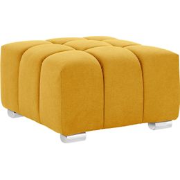 Hocker exxpo - SOFA FASHION "Elias hochwertig und elegant, mit tollem Sitzkomfort", gelb (mustard), B:71cm H:42cm T:71cm, Struktur (100% Polyester), Webvelours (100% Polyester), Hocker, Polsterhocker