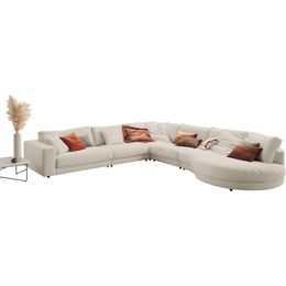 Ecksofa 3C CANDY "Enisa II, bequem und komfortabel, Mega Familiensofa, L-Form", beige (nature), B:225cm H:86cm T:395cm, 85% Polyester, 15% Viskose, Sofas, Ecksofa, incl. 3 Flatterkissen, wahlweise mit Flecken-Schutz-Bezug Easy care