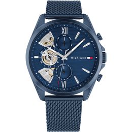 Multifunktionsuhr Tommy Hilfiger "BAKER", blau (blau, blau), Armbanduhren, Herren, Quarzuhr, Armbanduhr, Herrenuhr, Edelstahlarmband, analog, Tag