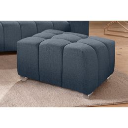 Hocker exxpo - SOFA FASHION "Elias hochwertig und elegant, mit tollem Sitzkomfort", blau (night sky), B:71cm H:42cm T:71cm, Struktur (100% Polyester), Webvelours (100% Polyester), Hocker, Polsterhocker