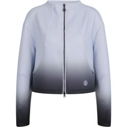 Kurzjacke Sportalm KITZBÜHEL, Damen, Gr. 40, blau (soft sky), Sweatware, Obermaterial: 84% Polyester, 16% Elasthan, mehrfarbig, gemustert, modisch, Langarm, Jacken, mit Farbverlauf