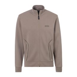 Sweatjacke BOSS Green "Skaz Mirror" Gr. L, braun (light, pastel grün334), Herren, Sweatware, Obermaterial: 88% Baumwolle, 12% Polyester, unifarben, Sweatjacken, feuchtigkeitsregulierend