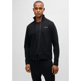 Sweatjacke BOSS Green "Skaz Mirror" Gr. XXL, schwarz (schwarz001), Herren, Sweatware, Obermaterial: 88% Baumwolle, 12% Polyester, unifarben, Sweatjacken, feuchtigkeitsregulierend