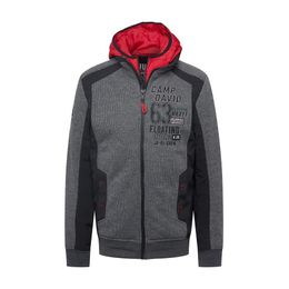 CAMP DAVID Sweatjacke 'Shipyard' Herren Gr&ouml;&szlig;e XL basaltgrau / graumeliert / rot
